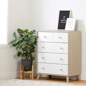 South Shore Yodi 5-Drawer Chest-Soft Elm and Pure White