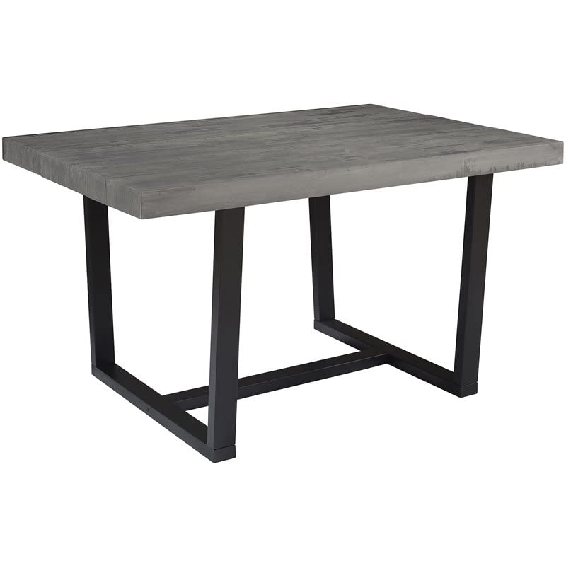 Walker Edison Andre Modern Solid Wood Dining Table, 52 Inch, Grey