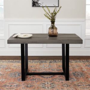 Walker Edison Andre Modern Solid Wood Dining Table, 52 Inch, Grey