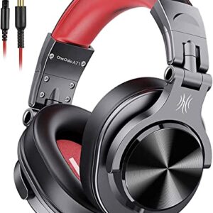 OneOdio A71 Hi-Res Studio Recording Headphones - Wired Over Ear Headphones with SharePort, Professional Monitoring & Mixing Foldable Headphones with Stereo Sound (Red)