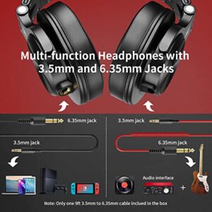 OneOdio A71 Hi-Res Studio Recording Headphones - Wired Over Ear Headphones with SharePort, Professional Monitoring & Mixing Foldable Headphones with Stereo Sound (Red)