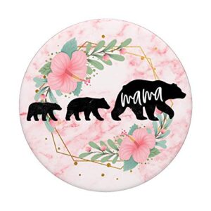 Mama Bear Mom Gift Phone Holder - 2 Cubs Kiddo Mom PopSockets PopGrip: Swappable Grip for Phones & Tablets