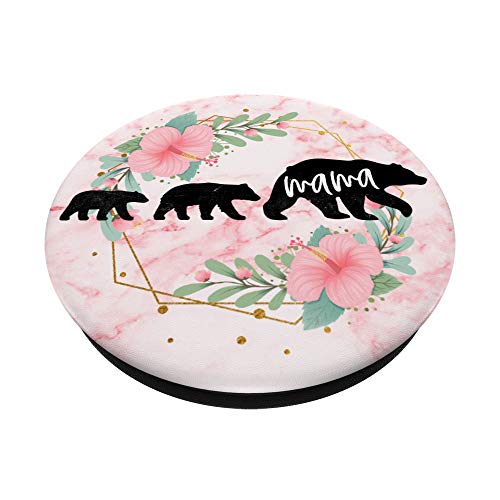 Mama Bear Mom Gift Phone Holder - 2 Cubs Kiddo Mom PopSockets PopGrip: Swappable Grip for Phones & Tablets