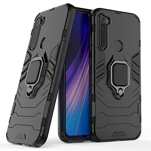 DWAYBOX Case for Xiaomi Redmi Note 8 Ring Holder Iron Man Design 2 in 1 Hybrid Heavy Duty Armor Hard Back Case Cover Compatible with Xiaomi Redmi Note 8 6.3 Inch (Black)