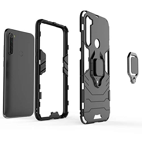 DWAYBOX Case for Xiaomi Redmi Note 8 Ring Holder Iron Man Design 2 in 1 Hybrid Heavy Duty Armor Hard Back Case Cover Compatible with Xiaomi Redmi Note 8 6.3 Inch (Black)