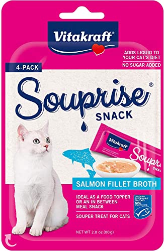 Vitakraft Souprise Snack Wet Cat Treat - Salmon - Lickable Treat or Dry Cat Food Topper