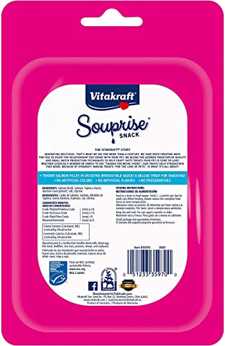 Vitakraft Souprise Snack Wet Cat Treat - Salmon - Lickable Treat or Dry Cat Food Topper