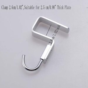 Hdtyyln Student Desk Space Aluminium Alloy Nail-Free Hook, 2 Pack Office Bag Hook Clothes Hook (2.6cm/1.02",Suitable for 2.5 cm/0.98" Thick Plate.)