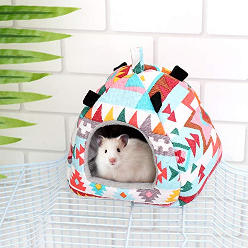 POPETPOP Guinea Pig Bedding - Hamster Bedding Hammock Winter Warm Squirrel Hedgehog Hide Chinchilla Bed House Tent Cage Nest Hamster Accessories - Ethnic Style