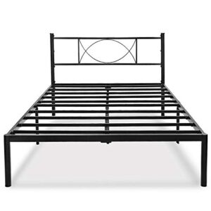 haageep full bed frame with headboard no box spring needed with storage black platform bedframe for girls kids 14 inch size