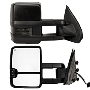 motoos towing mirrors compatible with 2014-2017 chevy silverado gmc sierra 1500 2015 2016 silverado sierra 2500 hd 3500 hd power heated smoked led manual fold mirrors