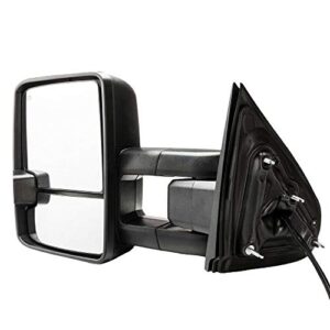 MOTOOS Towing Mirrors Compatible With 2014-2017 Chevy Silverado GMC Sierra 1500 2015 2016 Silverado Sierra 2500 HD 3500 HD Power Heated Smoked LED Manual Fold Mirrors