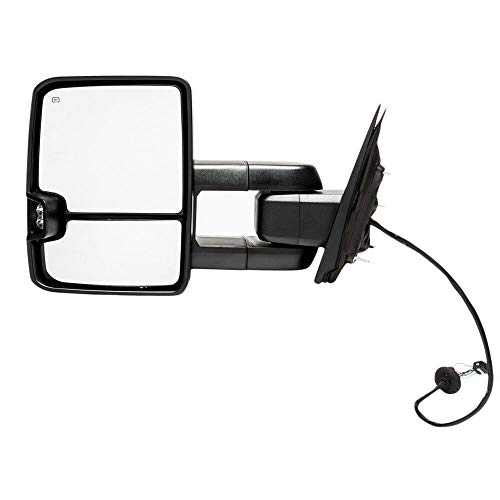 MOTOOS Towing Mirrors Compatible With 2014-2017 Chevy Silverado GMC Sierra 1500 2015 2016 Silverado Sierra 2500 HD 3500 HD Power Heated Smoked LED Manual Fold Mirrors