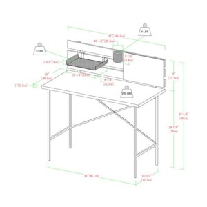 Walker Edison Small Slatted Wood Laptop Computer Writing Desk Home Office Workstation, 42 Inch, Grey Wash