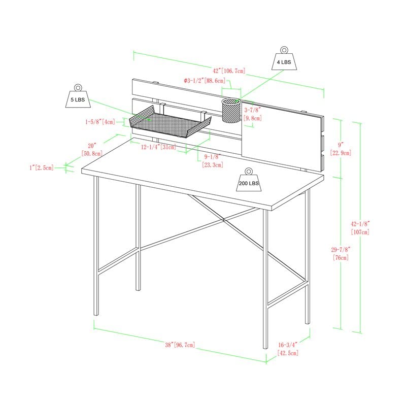 Walker Edison Small Slatted Wood Laptop Computer Writing Desk Home Office Workstation, 42 Inch, Grey Wash