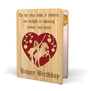 Happy Birthday Cards For Men: Birthday Card for Husband, Fiance, Lover or Him; Unique Laser Cut Knight Design Makes it Perfect Birthday Card for Him. Can Be Given As Birthday Gift For Men