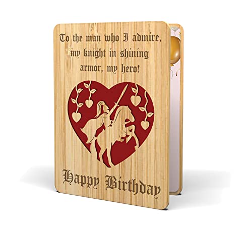 Happy Birthday Cards For Men: Birthday Card for Husband, Fiance, Lover or Him; Unique Laser Cut Knight Design Makes it Perfect Birthday Card for Him. Can Be Given As Birthday Gift For Men