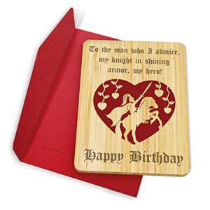 Happy Birthday Cards For Men: Birthday Card for Husband, Fiance, Lover or Him; Unique Laser Cut Knight Design Makes it Perfect Birthday Card for Him. Can Be Given As Birthday Gift For Men