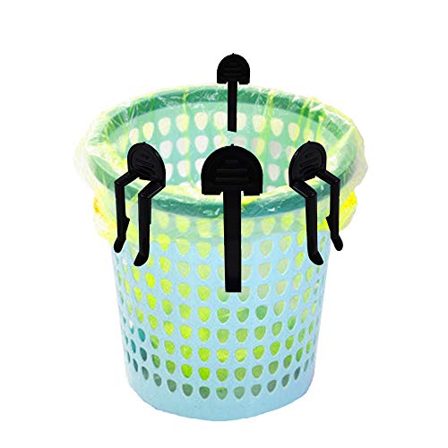 LiXiongBao 6 Pack Garbage Bin Clip, Home and Kitchen Garbage Basket Waste Trash Can Trash Bag Clip Fixed Waste Bin Bag Holder Rubbish Clip (Black)