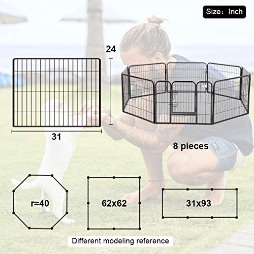 BestPet Dog Pen Playpen Dog Fence Extra Large Indoor Outdoor Heavy Duty 8 Panels 16 Panels 24" 32" 40" Exercise Pen Dog Crate Cage Kennel ,Hammigrid (32" W × 24" H 8 Panels)