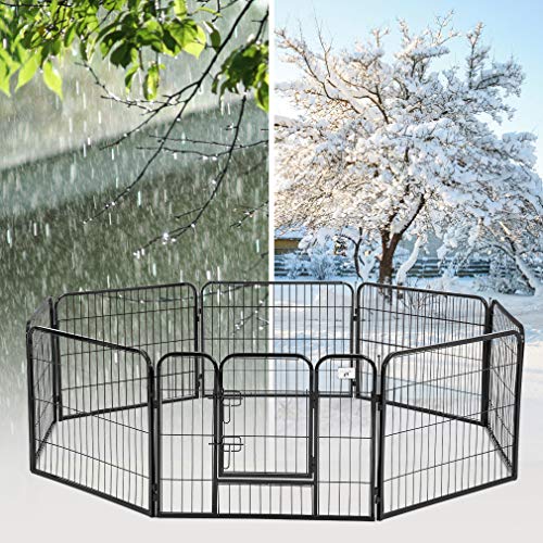 BestPet Dog Pen Playpen Dog Fence Extra Large Indoor Outdoor Heavy Duty 8 Panels 16 Panels 24" 32" 40" Exercise Pen Dog Crate Cage Kennel ,Hammigrid (32" W × 24" H 8 Panels)