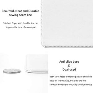 ProElife Mouse Pad Waterproof PU Leather Mousepad Dual-use for Home Office Business, Non-Slip/Noise-Reduction/Elegant Stitched Edge Laptop Computer Mouse Pad 9.8 x 7.5 inch (White)