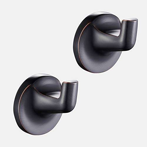 POKIM 2 Pack Oil Rubbed Bronze Towel Hook for Bathroom Modern ORB Towel Robe Hooks Wall Mounted Heavy Duty