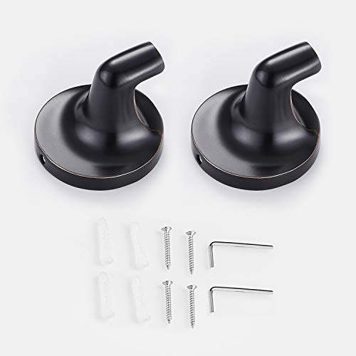 POKIM 2 Pack Oil Rubbed Bronze Towel Hook for Bathroom Modern ORB Towel Robe Hooks Wall Mounted Heavy Duty