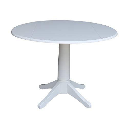 International Concepts 42 in Round Dual Drop Leaf Pedestal Table-30.3"H Dining Table, White