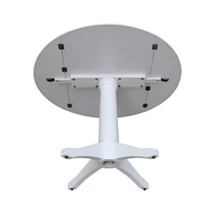 International Concepts 42 in Round Dual Drop Leaf Pedestal Table-30.3"H Dining Table, White