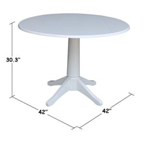 International Concepts 42 in Round Dual Drop Leaf Pedestal Table-30.3"H Dining Table, White