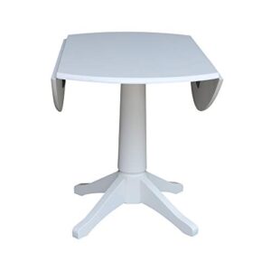 International Concepts 42 in Round Dual Drop Leaf Pedestal Table-30.3"H Dining Table, White