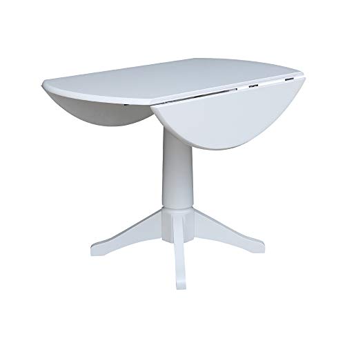 International Concepts 42 in Round Dual Drop Leaf Pedestal Table-30.3"H Dining Table, White