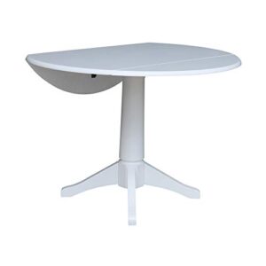 International Concepts 42 in Round Dual Drop Leaf Pedestal Table-30.3"H Dining Table, White