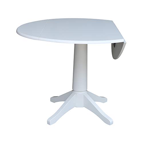 International Concepts 42 in Round Dual Drop Leaf Pedestal Table-30.3"H Dining Table, White