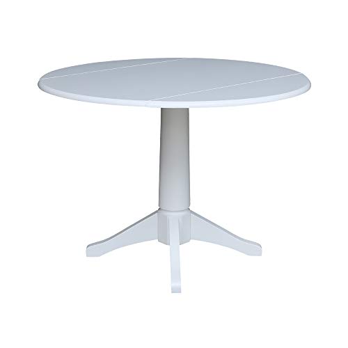 International Concepts 42 in Round Dual Drop Leaf Pedestal Table-30.3"H Dining Table, White