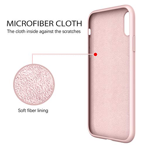 DUEDUE iPhone 11 Pro Max Case, Liquid Silicone Soft Gel Rubber Slim Cover with Microfiber Cloth Lining Cushion Shockproof Full Protective Anti Scratch Case for iPhone 11 Pro Max 6.5 Pink Sand