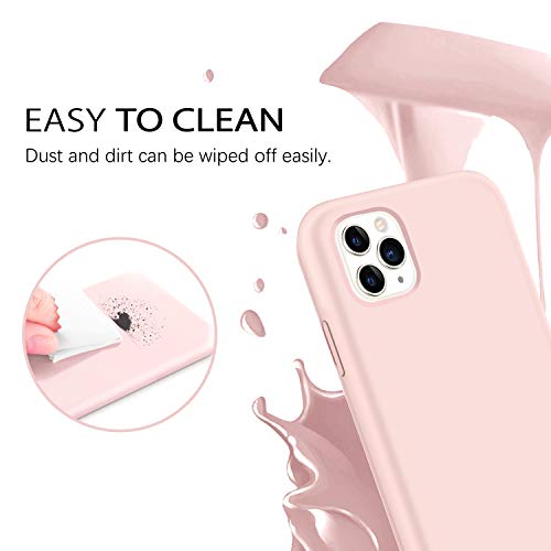 DUEDUE iPhone 11 Pro Max Case, Liquid Silicone Soft Gel Rubber Slim Cover with Microfiber Cloth Lining Cushion Shockproof Full Protective Anti Scratch Case for iPhone 11 Pro Max 6.5 Pink Sand