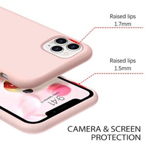 DUEDUE iPhone 11 Pro Max Case, Liquid Silicone Soft Gel Rubber Slim Cover with Microfiber Cloth Lining Cushion Shockproof Full Protective Anti Scratch Case for iPhone 11 Pro Max 6.5 Pink Sand