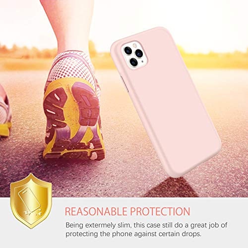 DUEDUE iPhone 11 Pro Max Case, Liquid Silicone Soft Gel Rubber Slim Cover with Microfiber Cloth Lining Cushion Shockproof Full Protective Anti Scratch Case for iPhone 11 Pro Max 6.5 Pink Sand