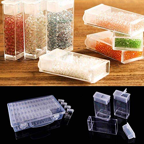 Ritioner Storage Box Diamond Organizing Boxes, 64 Slots Transparent Plastic Jewelry Drill Acrylic Storage Box Painting Accessory Storage Box Diamond Painting Accessories Tool Storage Box (1pack)