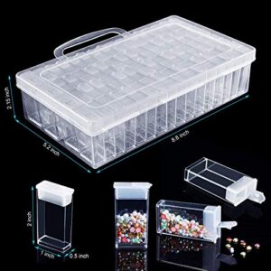 Ritioner Storage Box Diamond Organizing Boxes, 64 Slots Transparent Plastic Jewelry Drill Acrylic Storage Box Painting Accessory Storage Box Diamond Painting Accessories Tool Storage Box (1pack)