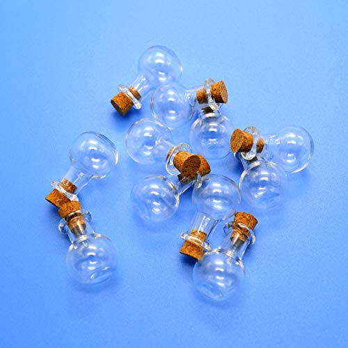 SHAOTONG 2ml Small Mini Glass Bottles Jars with Cork Stoppers.Wishing bottle drifting bottle wedding party DIY Etc. (D-20Pcs)