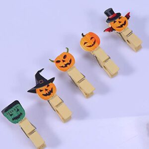 TOPBATHY 10Pcs Halloween Wooden Cute Clothespins Colorful Photo Clips Mini Clips for Scrapbooking Wood Crafts