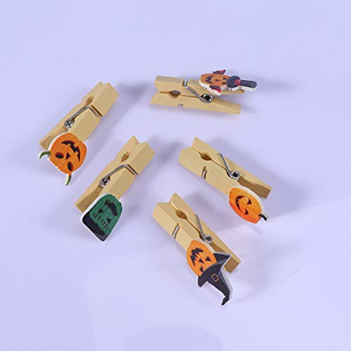 TOPBATHY 10Pcs Halloween Wooden Cute Clothespins Colorful Photo Clips Mini Clips for Scrapbooking Wood Crafts