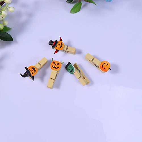 TOPBATHY 10Pcs Halloween Wooden Cute Clothespins Colorful Photo Clips Mini Clips for Scrapbooking Wood Crafts