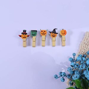 TOPBATHY 10Pcs Halloween Wooden Cute Clothespins Colorful Photo Clips Mini Clips for Scrapbooking Wood Crafts