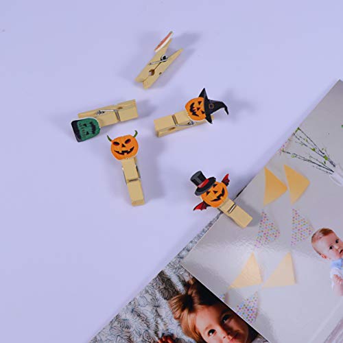 TOPBATHY 10Pcs Halloween Wooden Cute Clothespins Colorful Photo Clips Mini Clips for Scrapbooking Wood Crafts