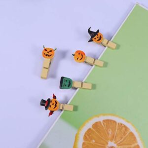 TOPBATHY 10Pcs Halloween Wooden Cute Clothespins Colorful Photo Clips Mini Clips for Scrapbooking Wood Crafts