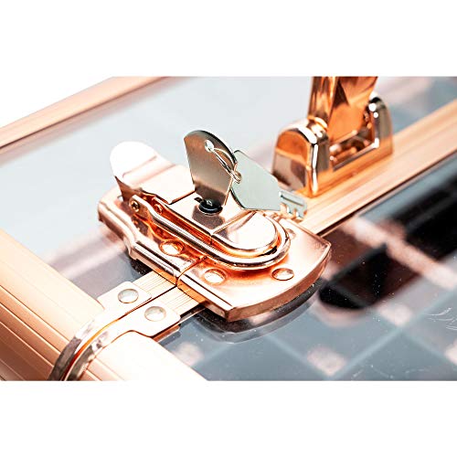 Ver Beauty Art Craft Armored Easy Slide Tray Professional Cosmetic Makeup Nail Tattoo Case Storage Tool Box with Foundation Holder, Rose Gold Acrylic